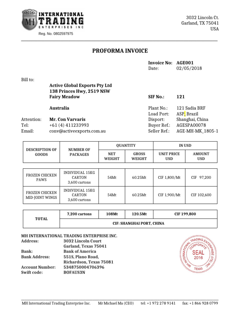 Proforma Invoice | PDF