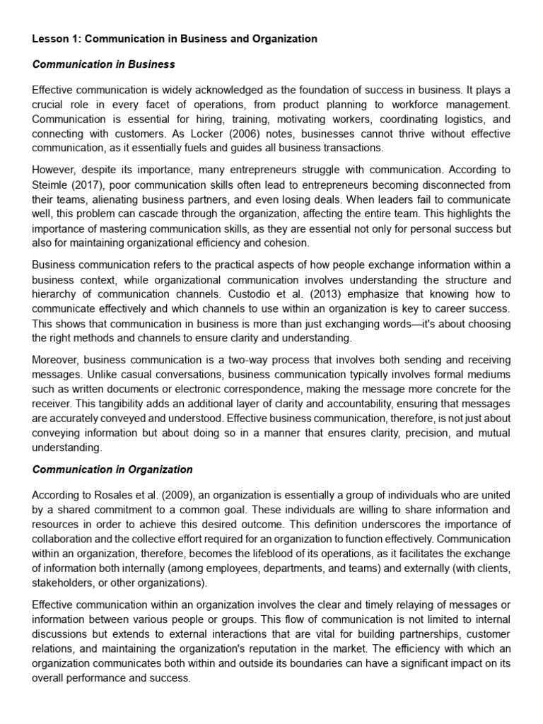 Communication in Business and Organization | PDF