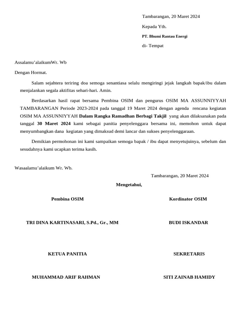 Nama Instansi Tujuan Proposal | PDF
