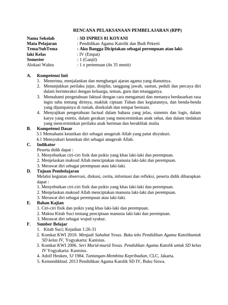 RPP Kelas 4 Ganjil Dan Genap Tahun 2020-2021 | PDF