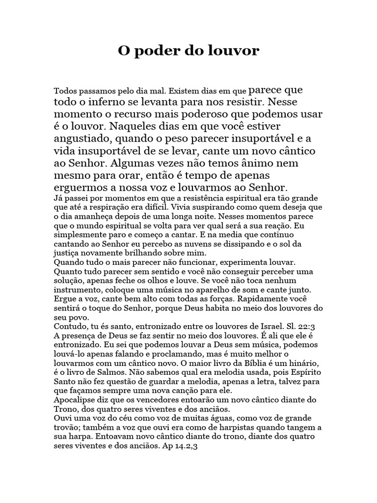 O Poder Do Louvor | PDF