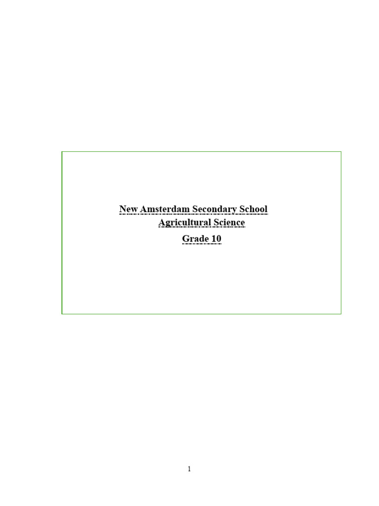 Grade 10 Agriculture Science - Handout 2 | PDF Grade 10 Agriculture Science - Handout 2 | PDF