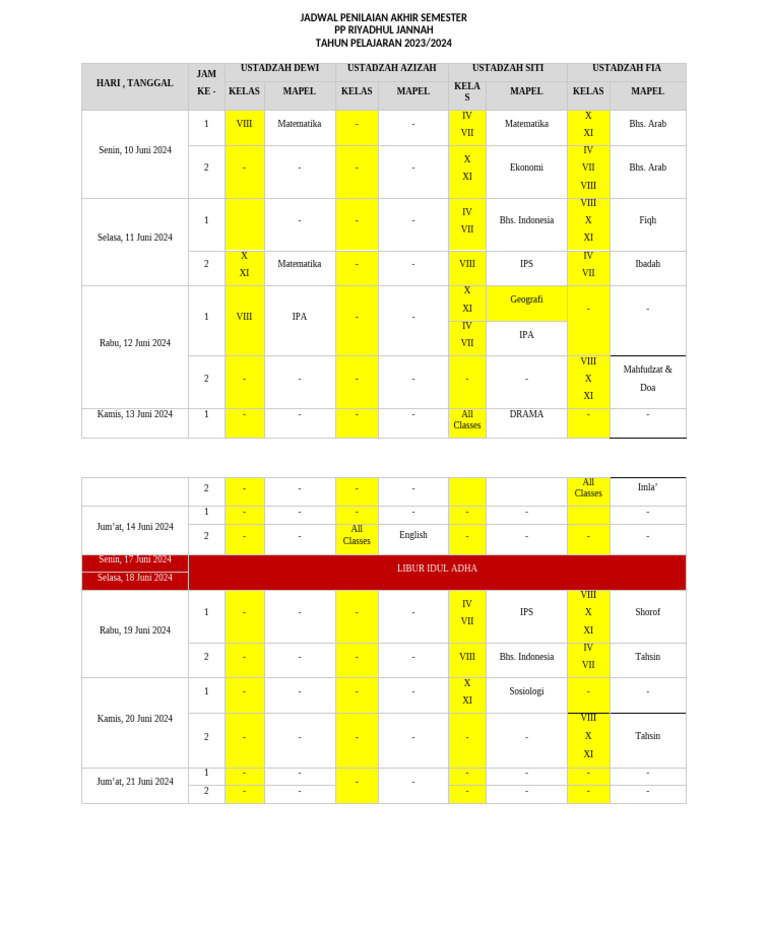 JADWAL PAS GENAP 2023 | PDF