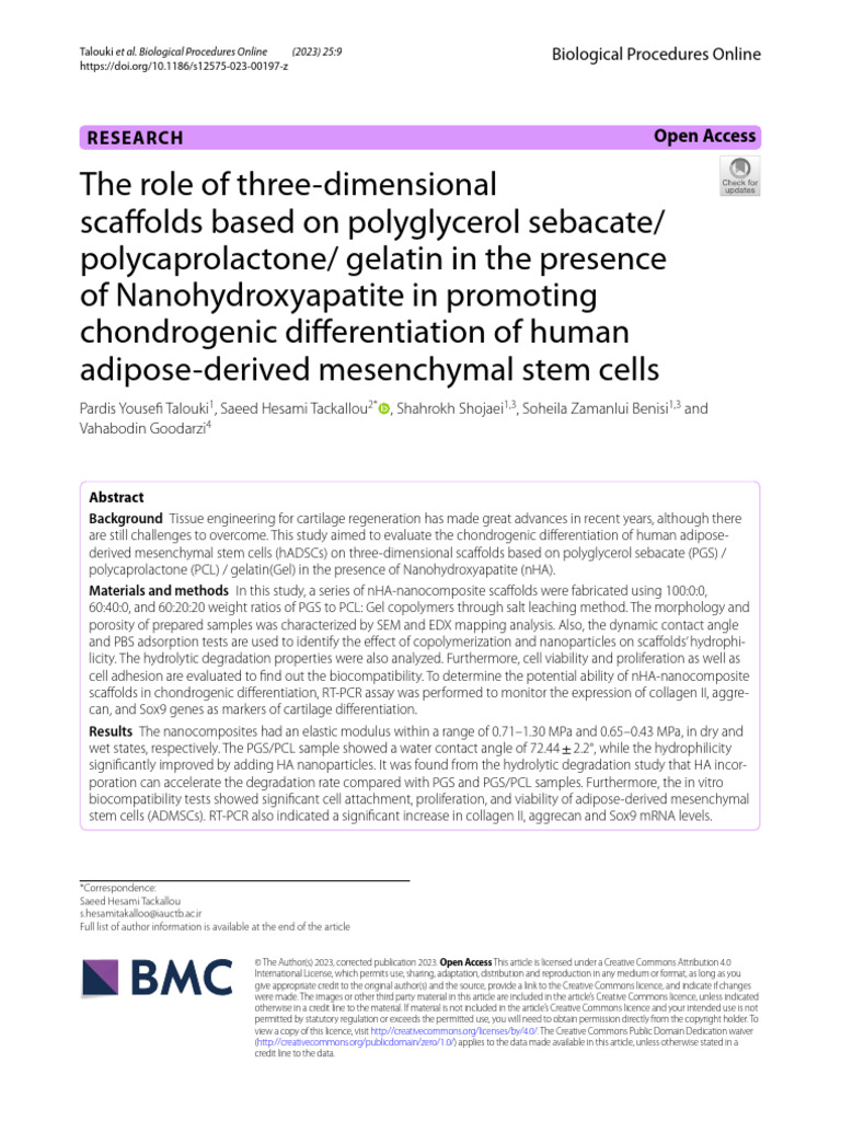 The Role of Three Dimensional Scaffolds Based On 1vhx2x6e | PDF