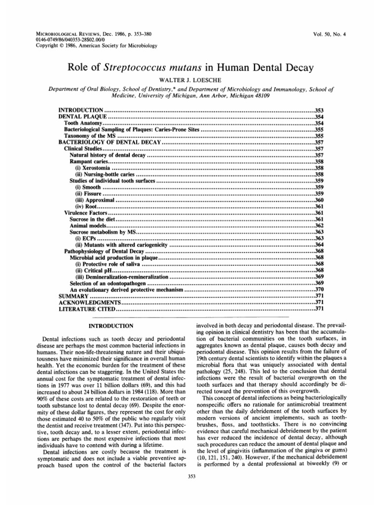 loesche-1986-role-of-streptococcus-mutans-in-human-dental-decay | PDF
