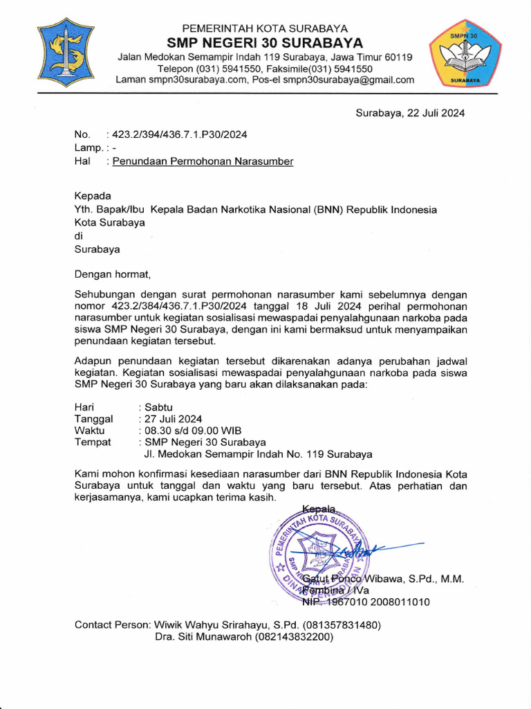 Permohonan Narasumber BNN Penundaan 2024 - 20240722 - 0001 | PDF