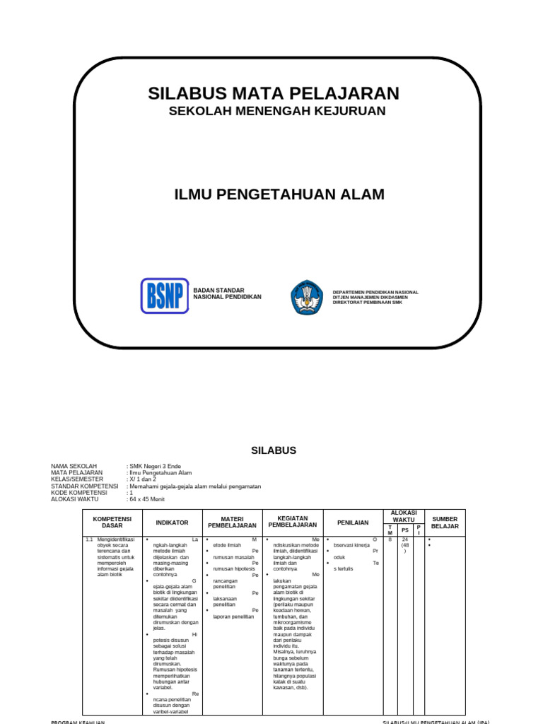 13 Silabus Ipa | PDF