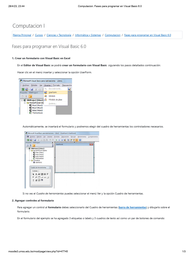 6.-Computacion - Fases para Programar en Visual Basic 6.0 | PDF