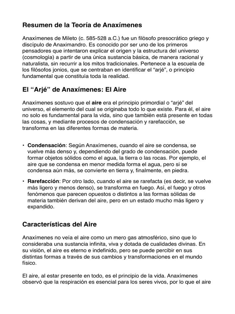 Scribd - Anaximenes El Aire Teoría Completa | PDF