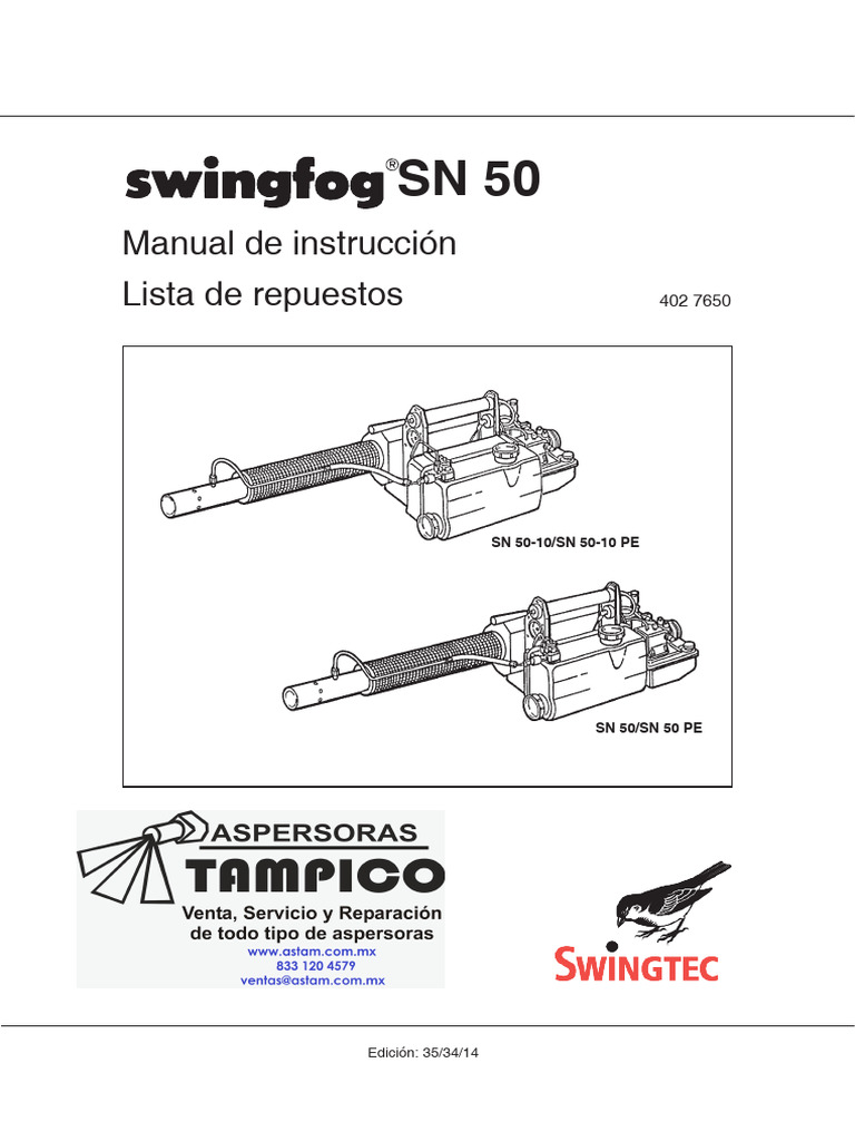 Swingfog SN 5010 Manual de Mantenimiento | PDF | Evaporación | Carburador