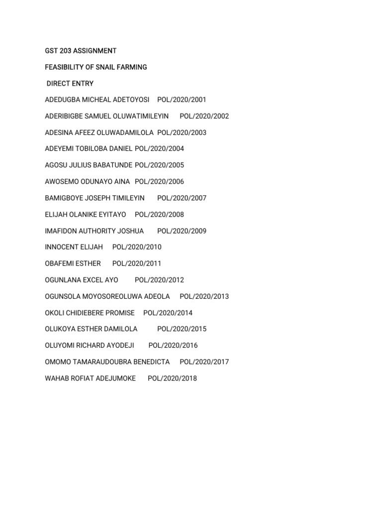 GST 203 Assignment | PDF