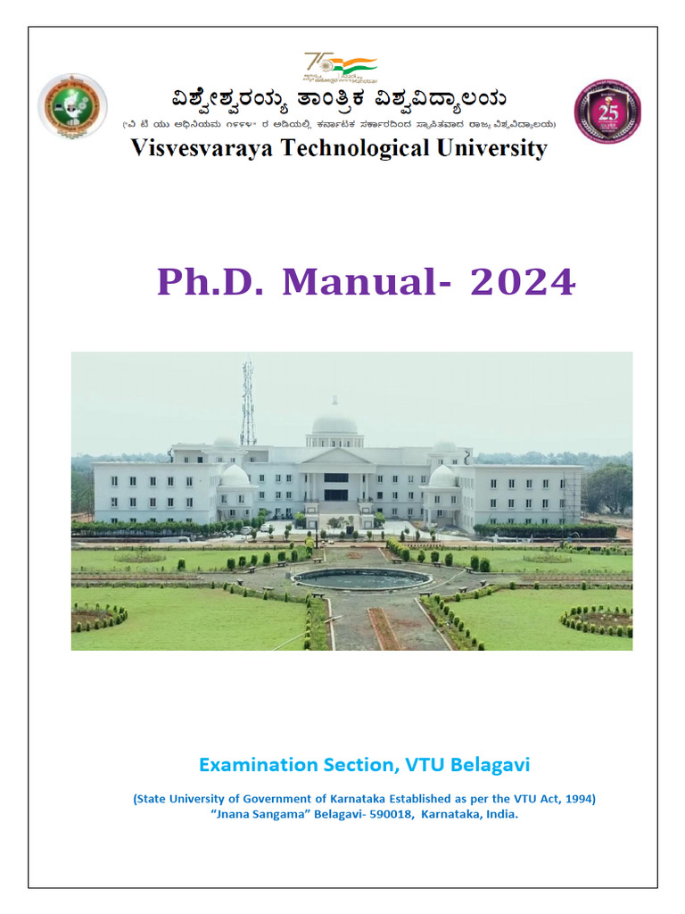 VTU PhD Manual 2024 Final | PDF