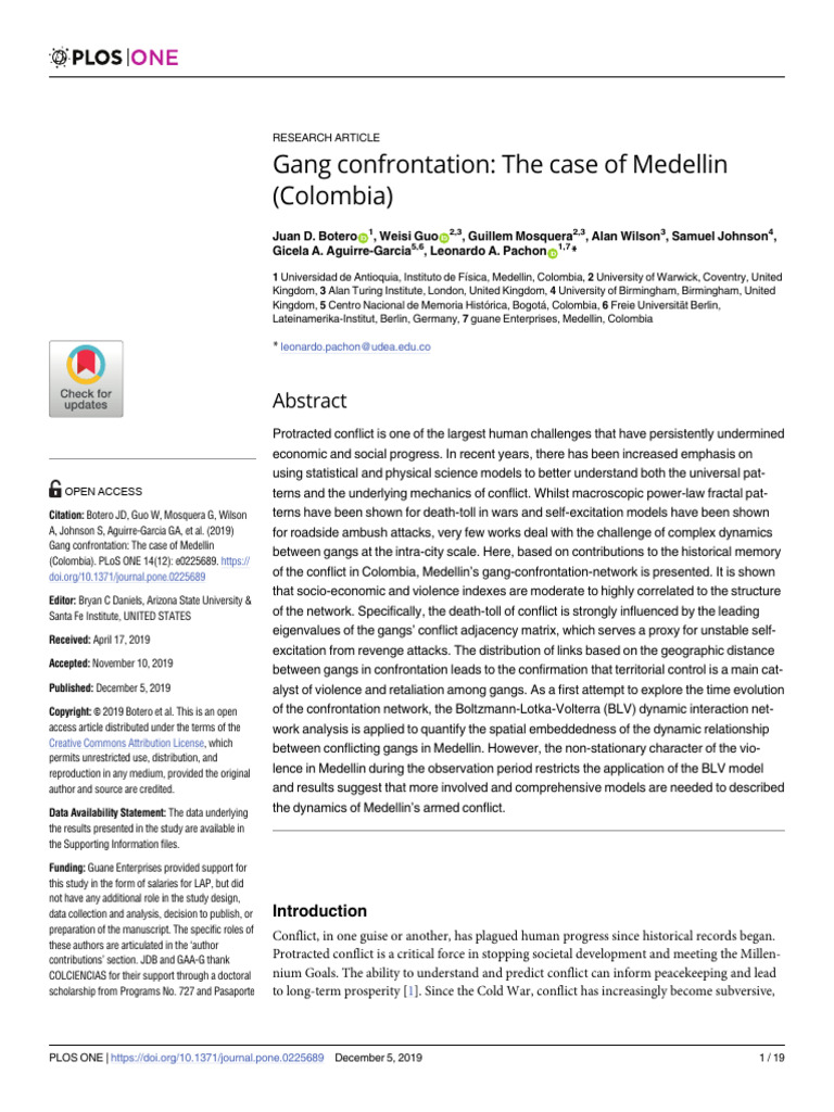 Gang Confrontation: The Case of Medellin (Colombia) | PDF