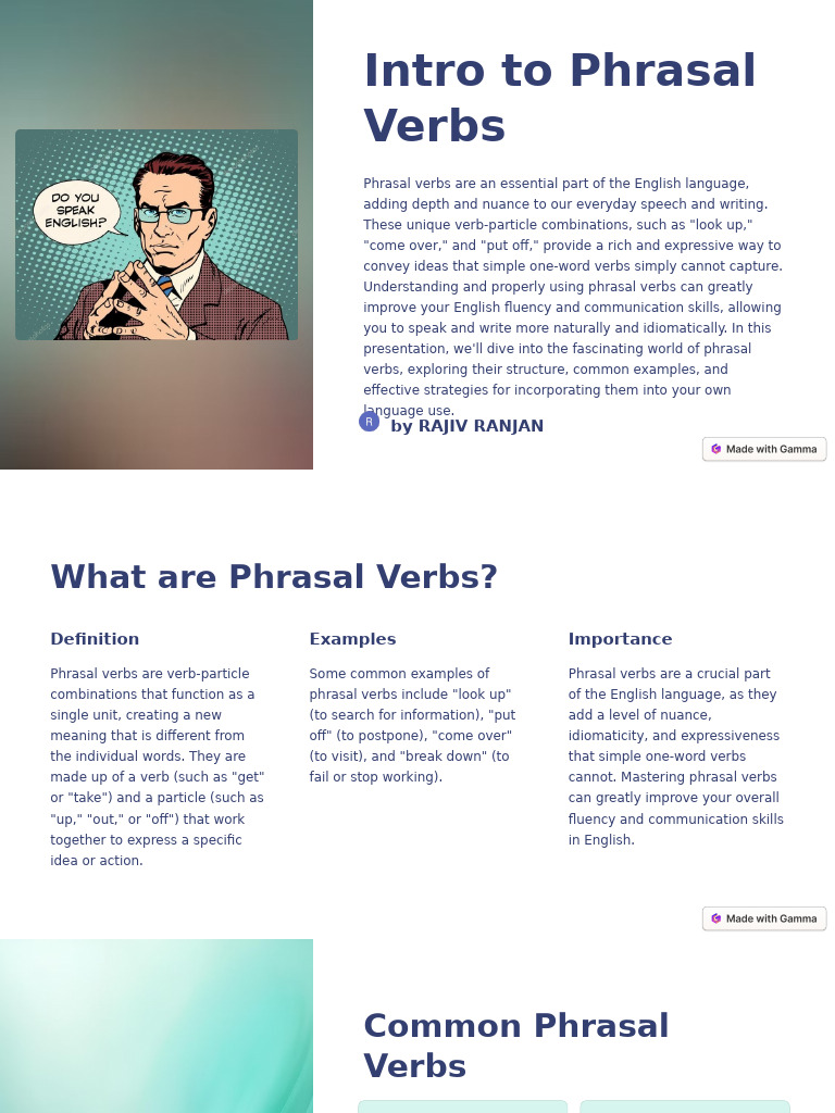 Intro To Phrasal Verbs | PDF | English Language | Foreign Language Studies