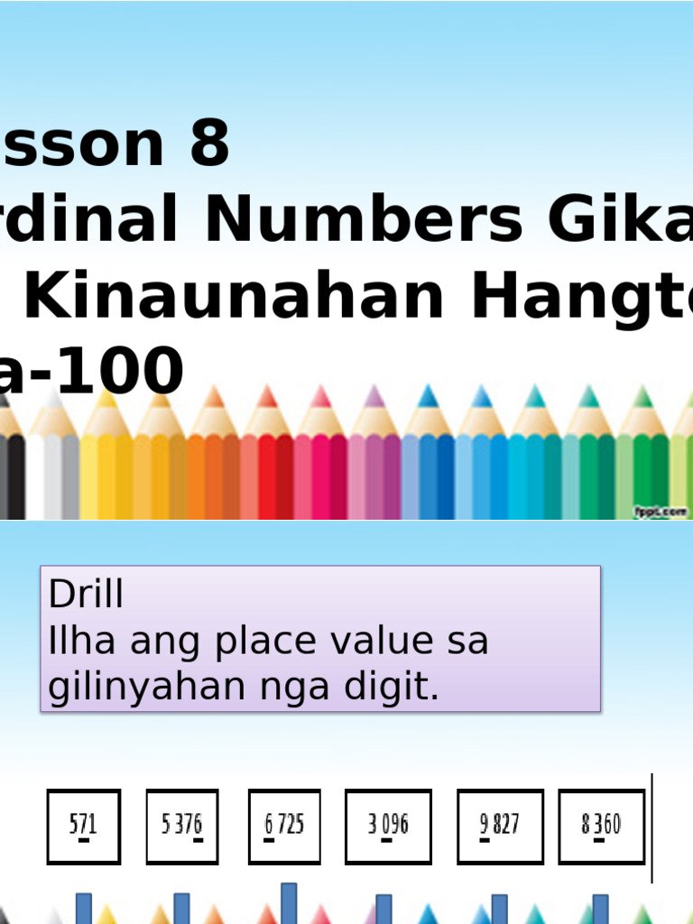 Lesson 8 Ordinal Numbers From 1st To 100th Marjorie | PDF