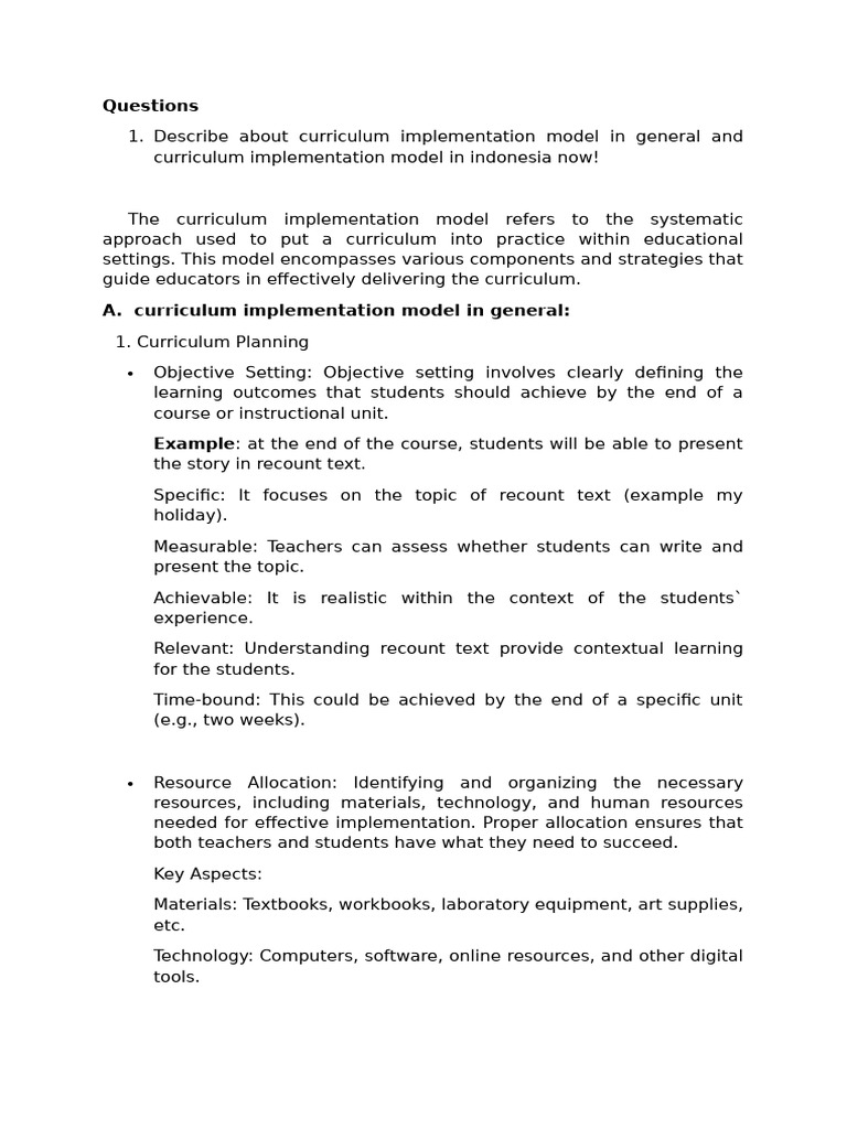 Group 2 Model Implentation of Curriculum | PDF