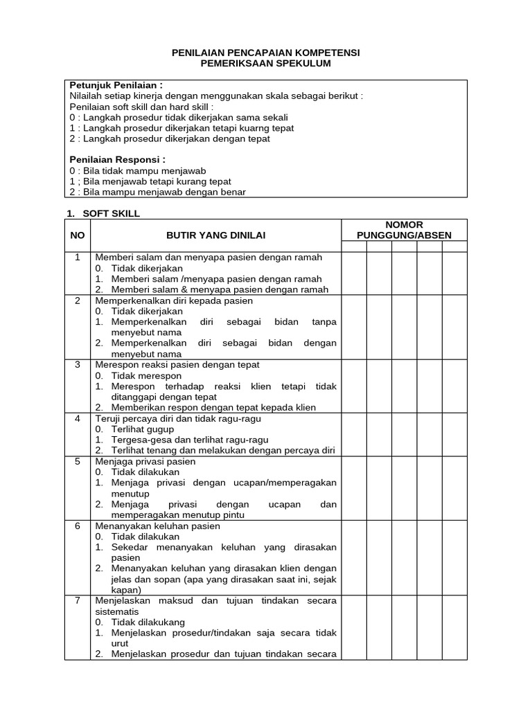 Daftar Tilik Pemeriksaan Inspekulo | PDF