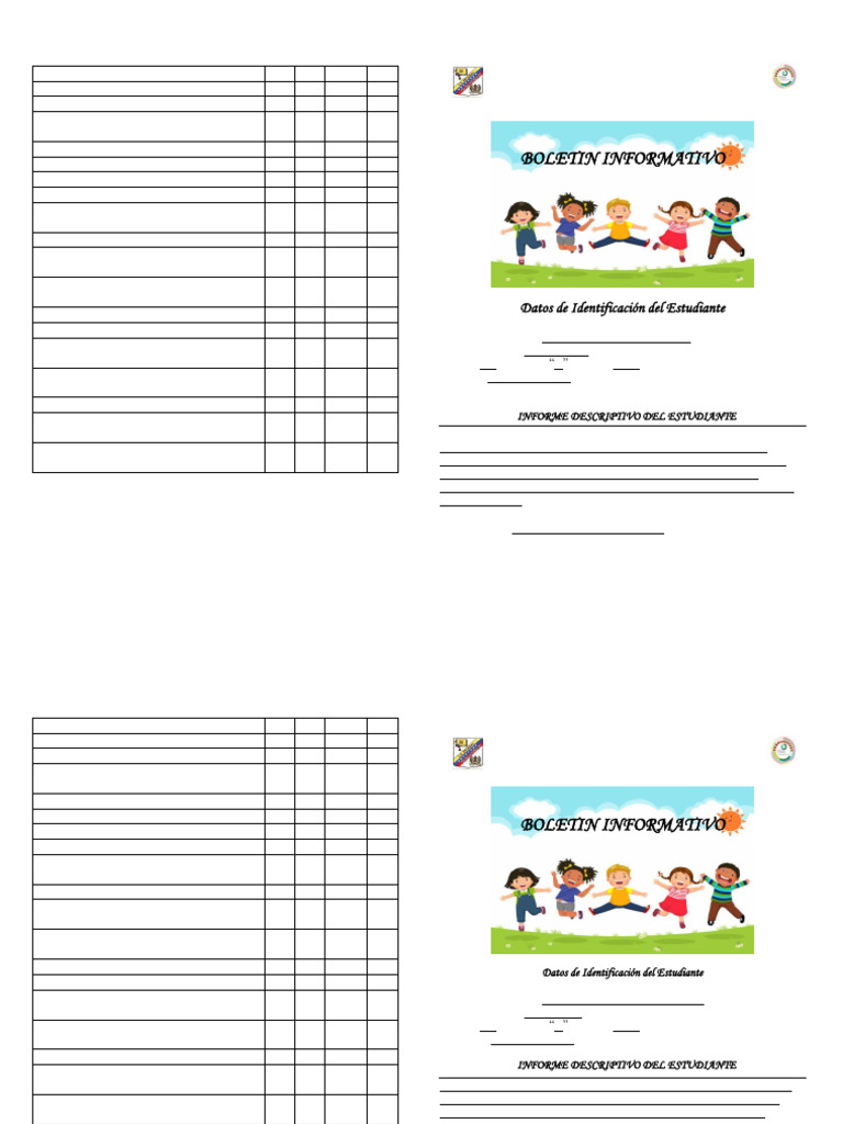 Boletin Final de Segundo Grado | PDF
