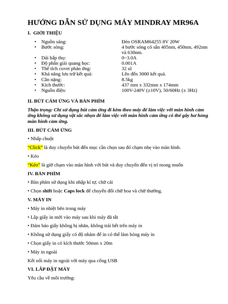 Hướng Dẫn Sử Dụng Mindray MR96A | PDF | Vietnam | Technology & Engineering