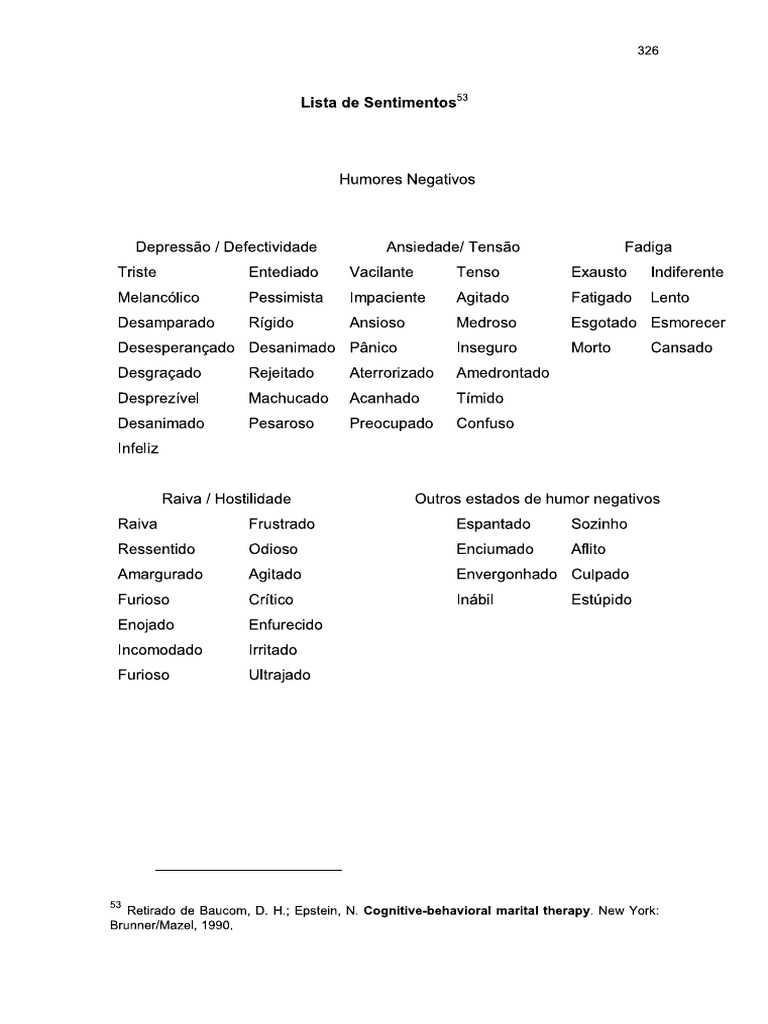 Lista de Sentimentos | PDF