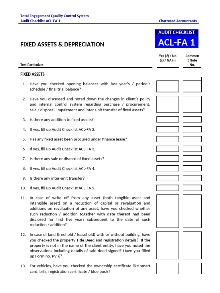 ACL-FA 1 Fixed Assets & Depreciation | PDF