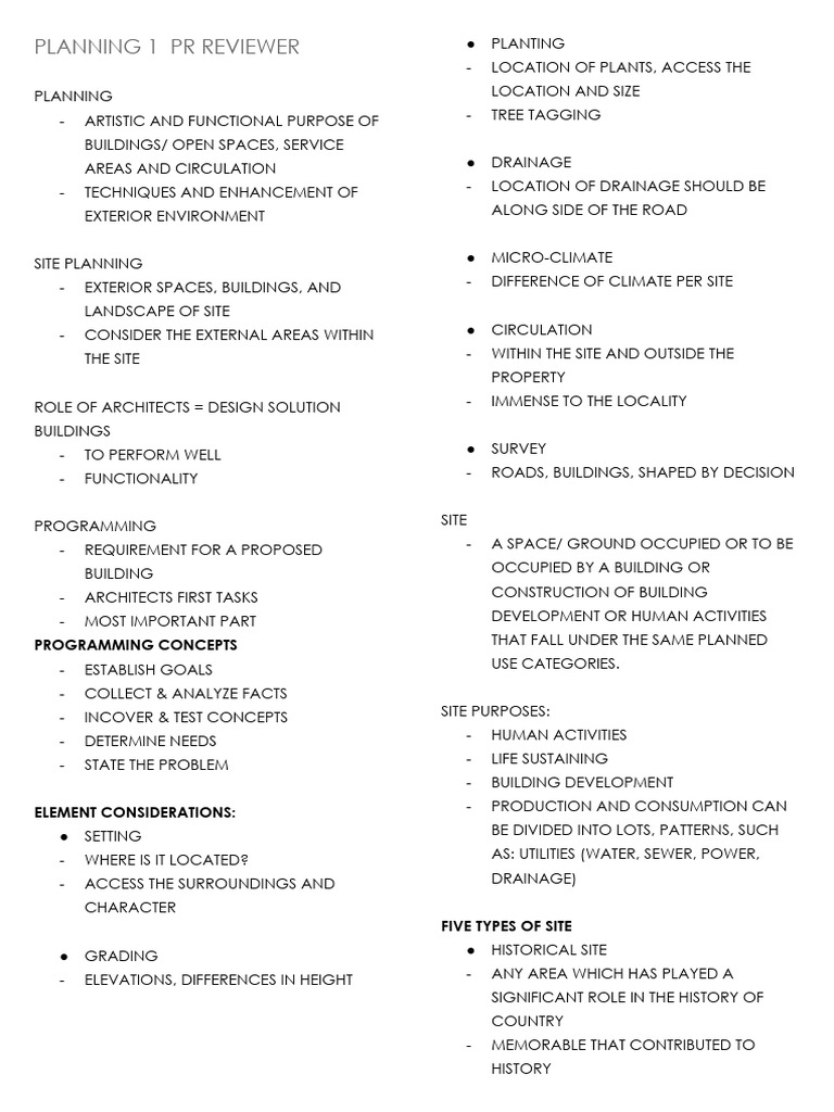 Planning Pr Reviewer | PDF