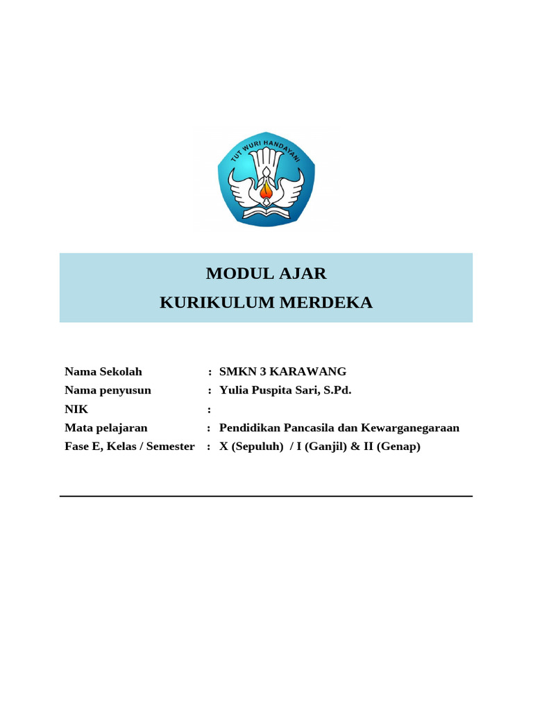 MODUL AJAR PPKN KELAS X BAB 1 UNIT 1 | PDF