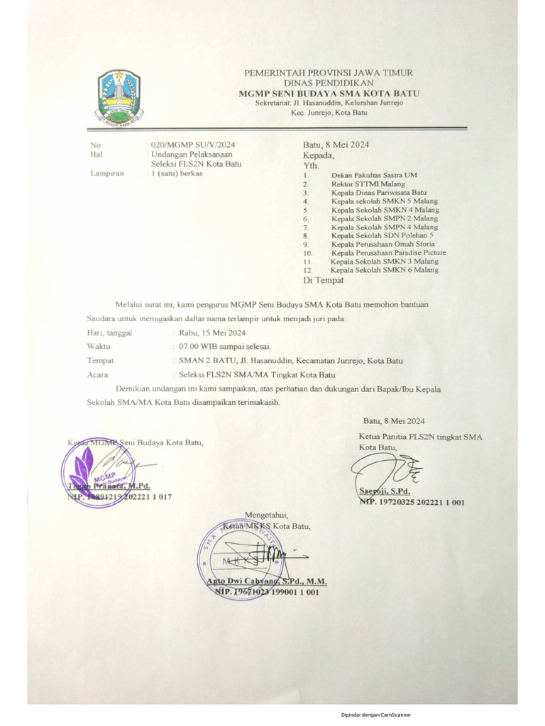 Surat Undangan Juri FLS2N New | PDF