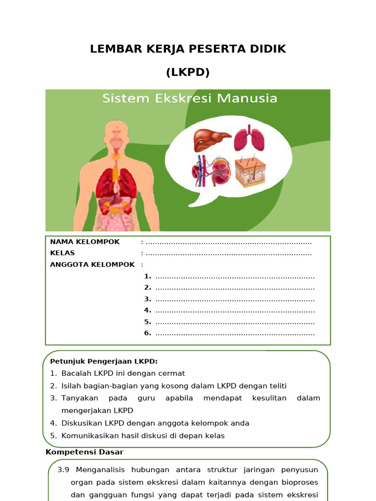 Jawaban LKPD - SISTEM - EKSKRESI - PADA - MANUSIA | PDF