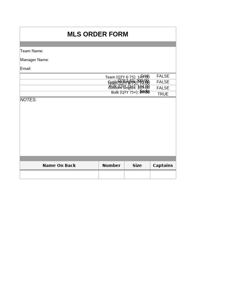 MLS Order Form | PDF