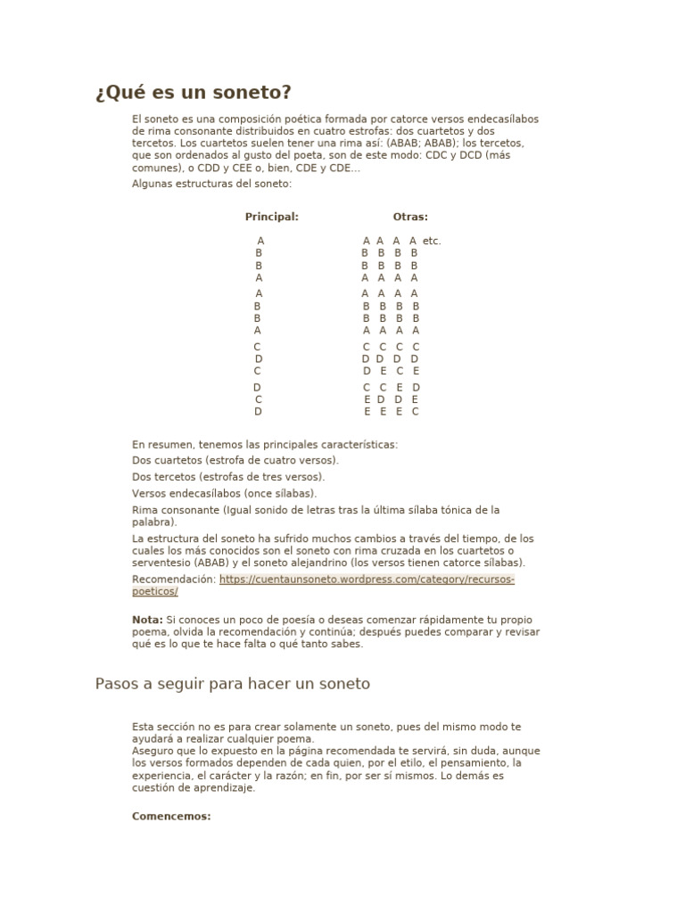 Qué Es Un Soneto | PDF | Sonetos | Fonética