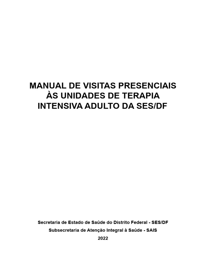 MANUAL DE VISITAS PRESENCIAIS AS UTI NA SES 22.docx 1 | PDF