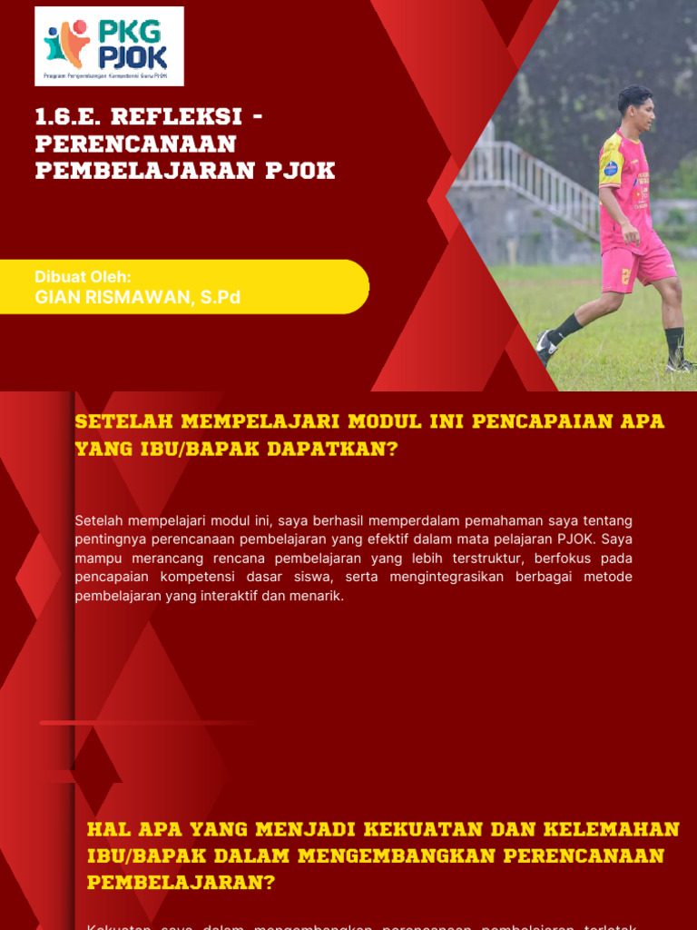 1.6.e. Refleksi - Perencanaan Pembelajaran PJOK - GIAN RISMAWAN | PDF