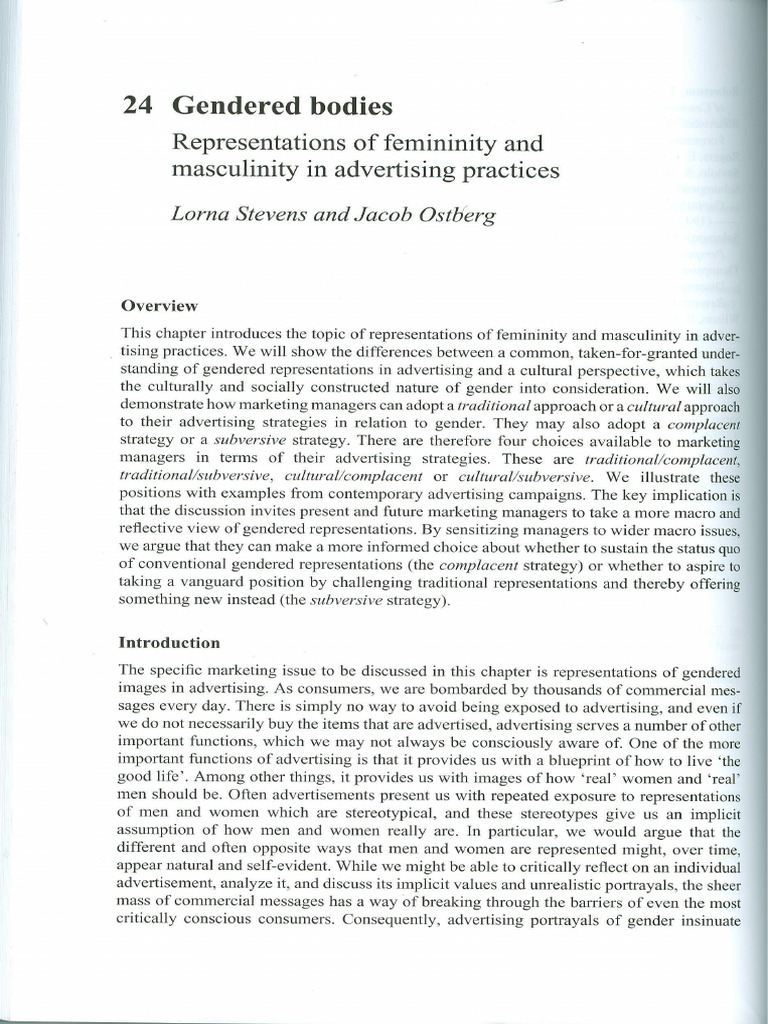 Gender Bodies Representation of Femininiuty and Masculinity | PDF