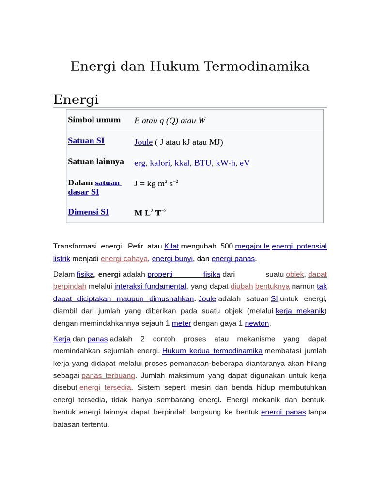 Modul 3 TMD Energi Termodinamika Dan Konsep Dasar | PDF