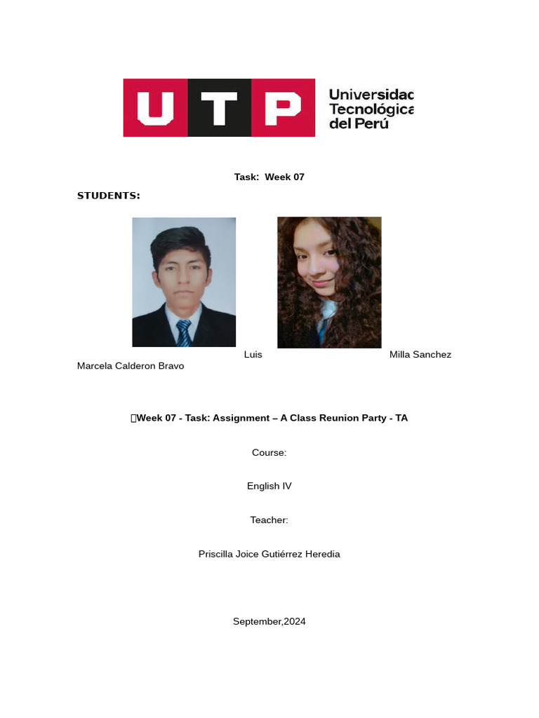 Week 07 Task Assignment A Class Reunion Party TA | PDF