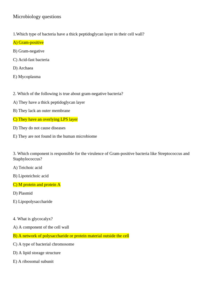 Microbiology Questions | PDF