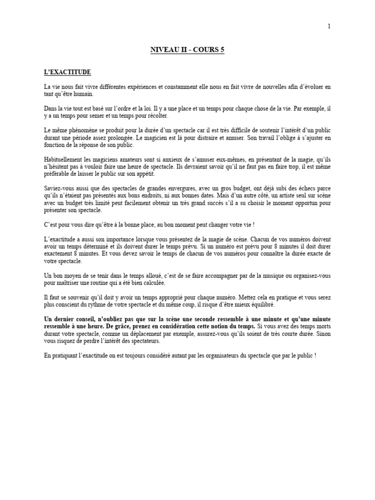 Niveau II Cours 5 | PDF