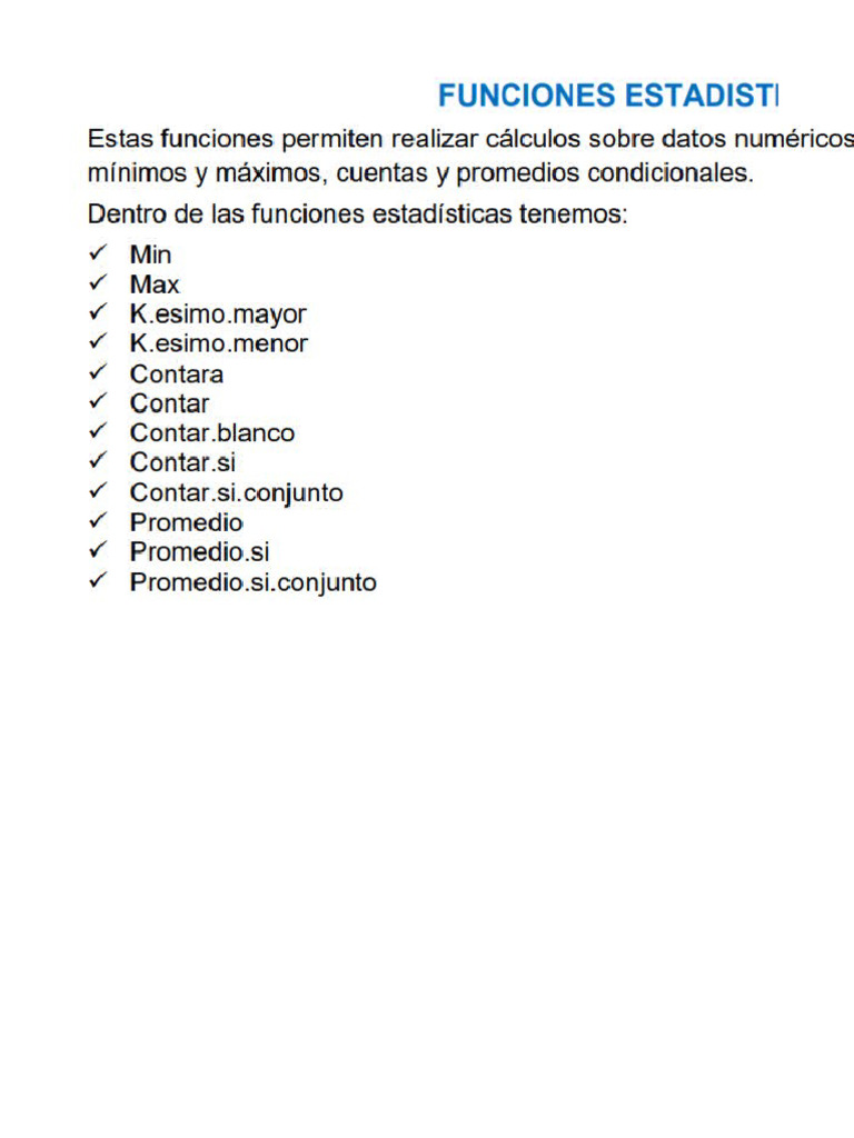 02-Funciones_Estadísticas | PDF