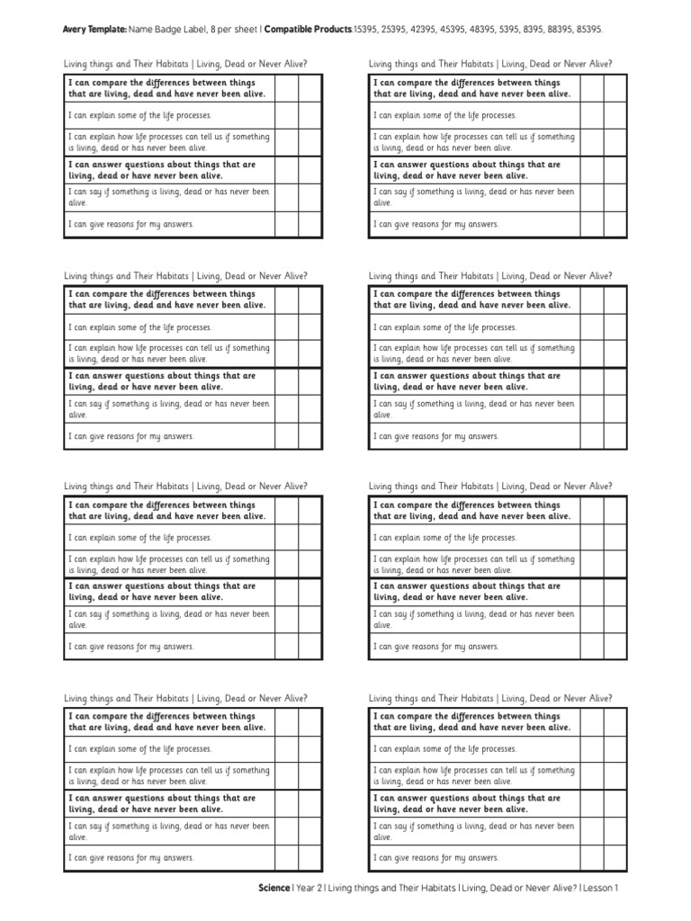 Success Criteria Grids Living, Dead or Never Alive | PDF