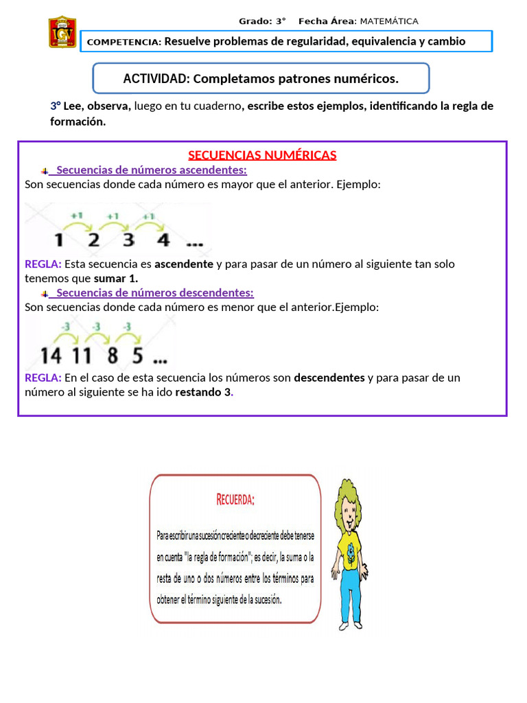 Sesion 7. Completamos Patrones Numéricos | PDF