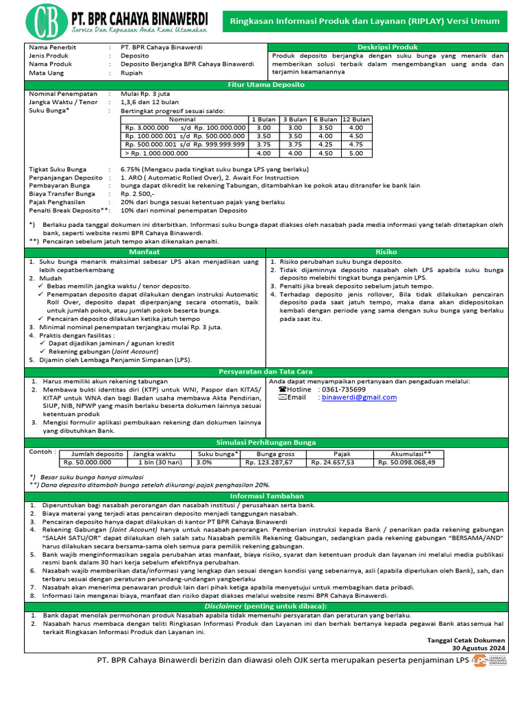 Riplay Deposito BPR CBW | PDF