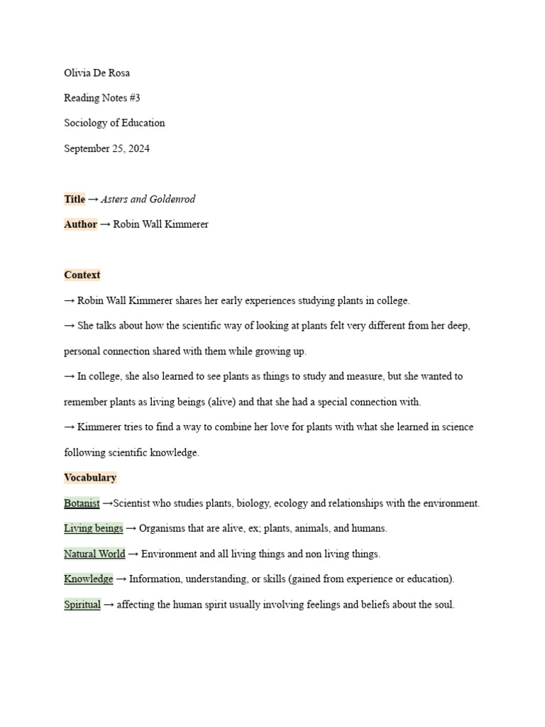 Sociology Reading Notes #3. Olivia de Rosa | PDF