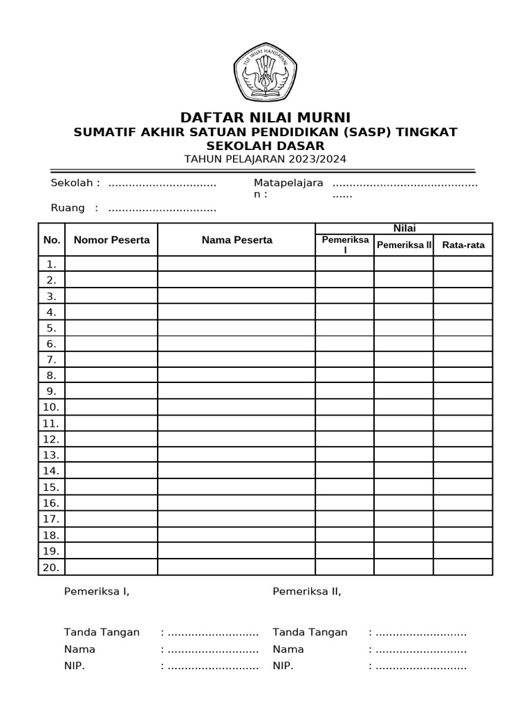 Daftar Nilai.docx | PDF