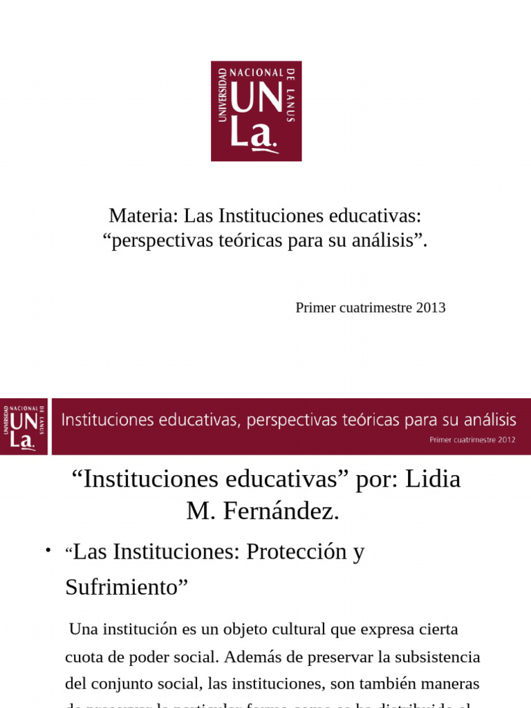 Instituciones Educativas - Lidia Fernandez Power Point | PDF