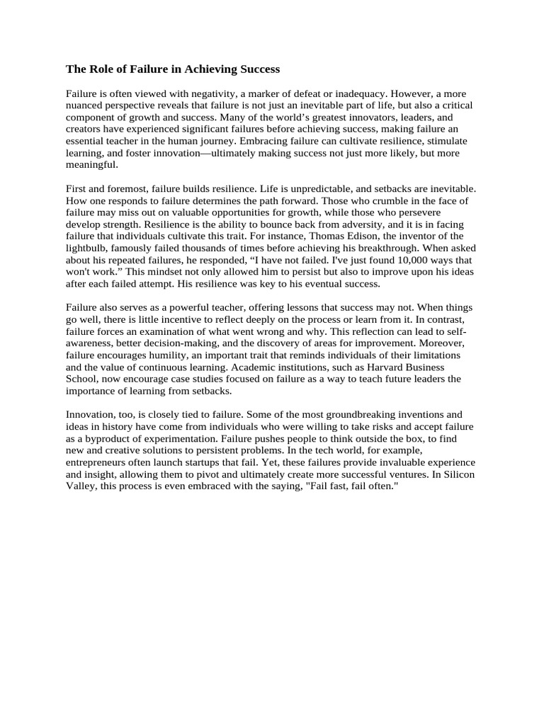 The Role of Failure in Achieving Success | PDF