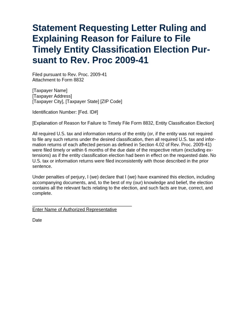 Request for Late Entity Election Ruling | PDF