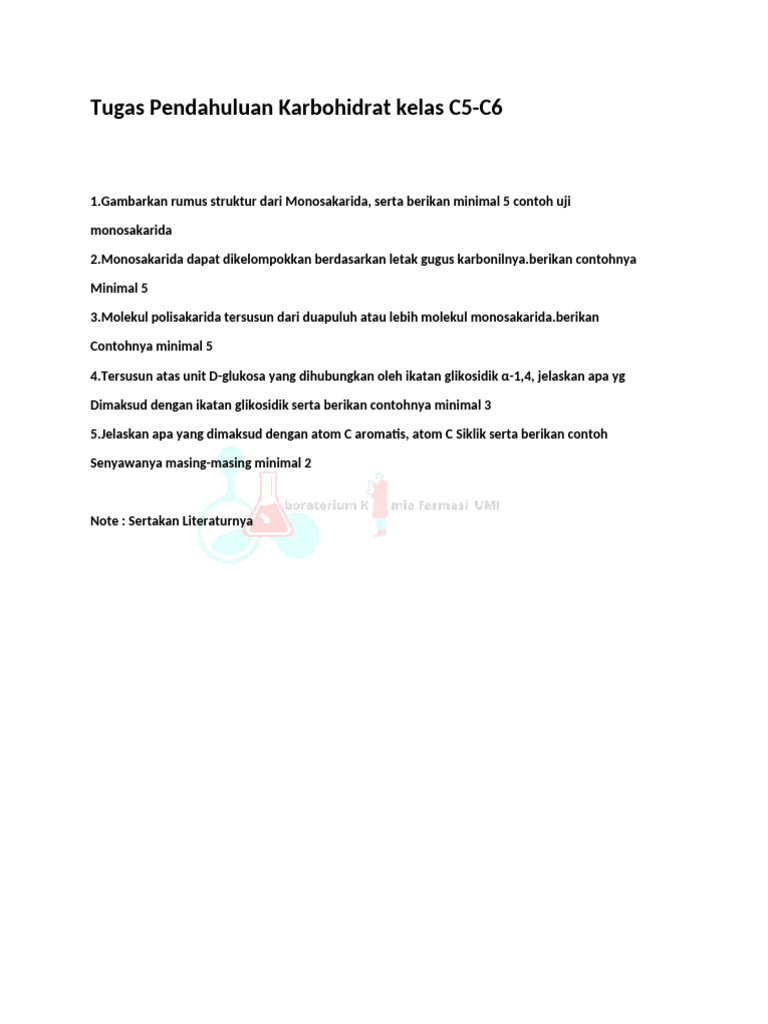 Tugas Pendahuluan Karbohidrat Kelas C5-c6 | PDF