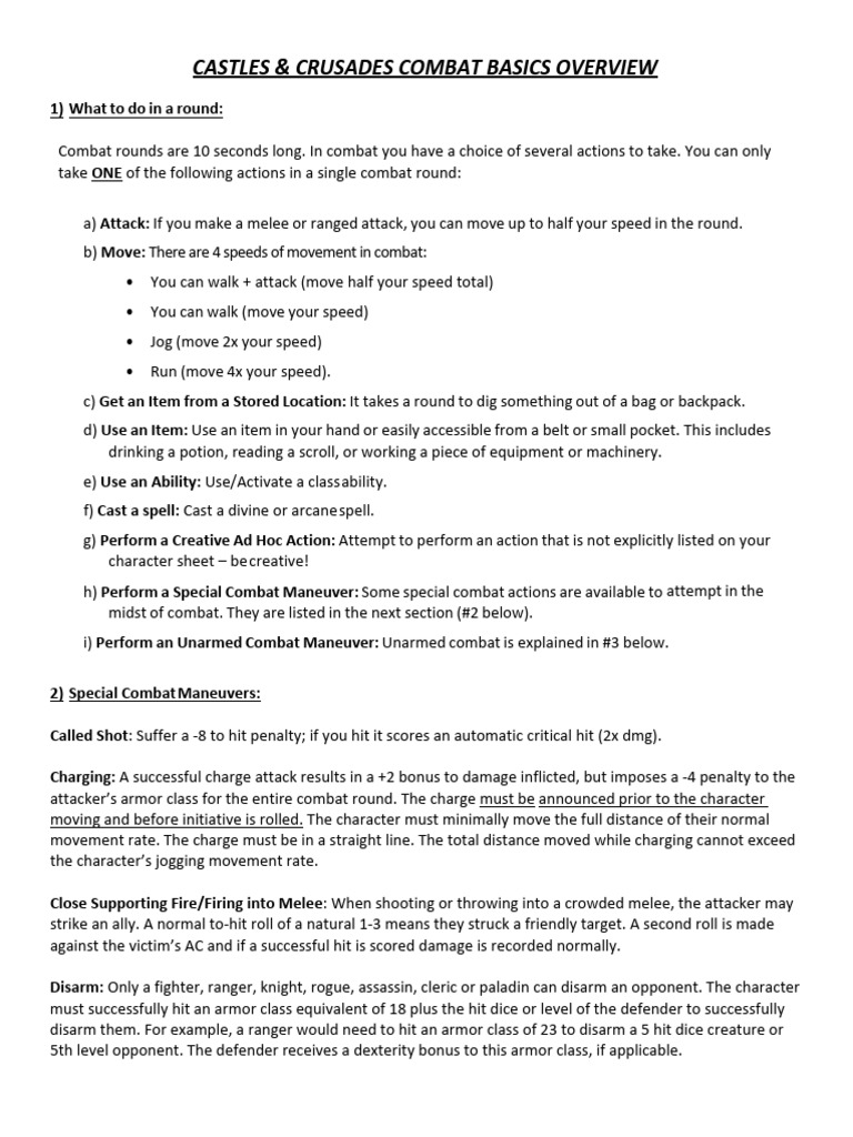 CNC What Can I Do During Combat Quick Reference 20220925 | PDF