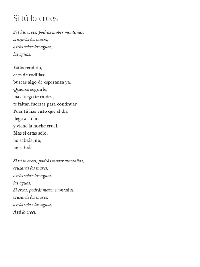 Si Tú Lo Crees | PDF